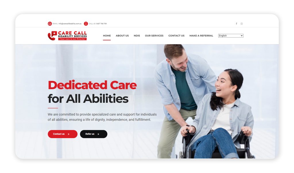 Care Call Website Design - Goldenmud Creation